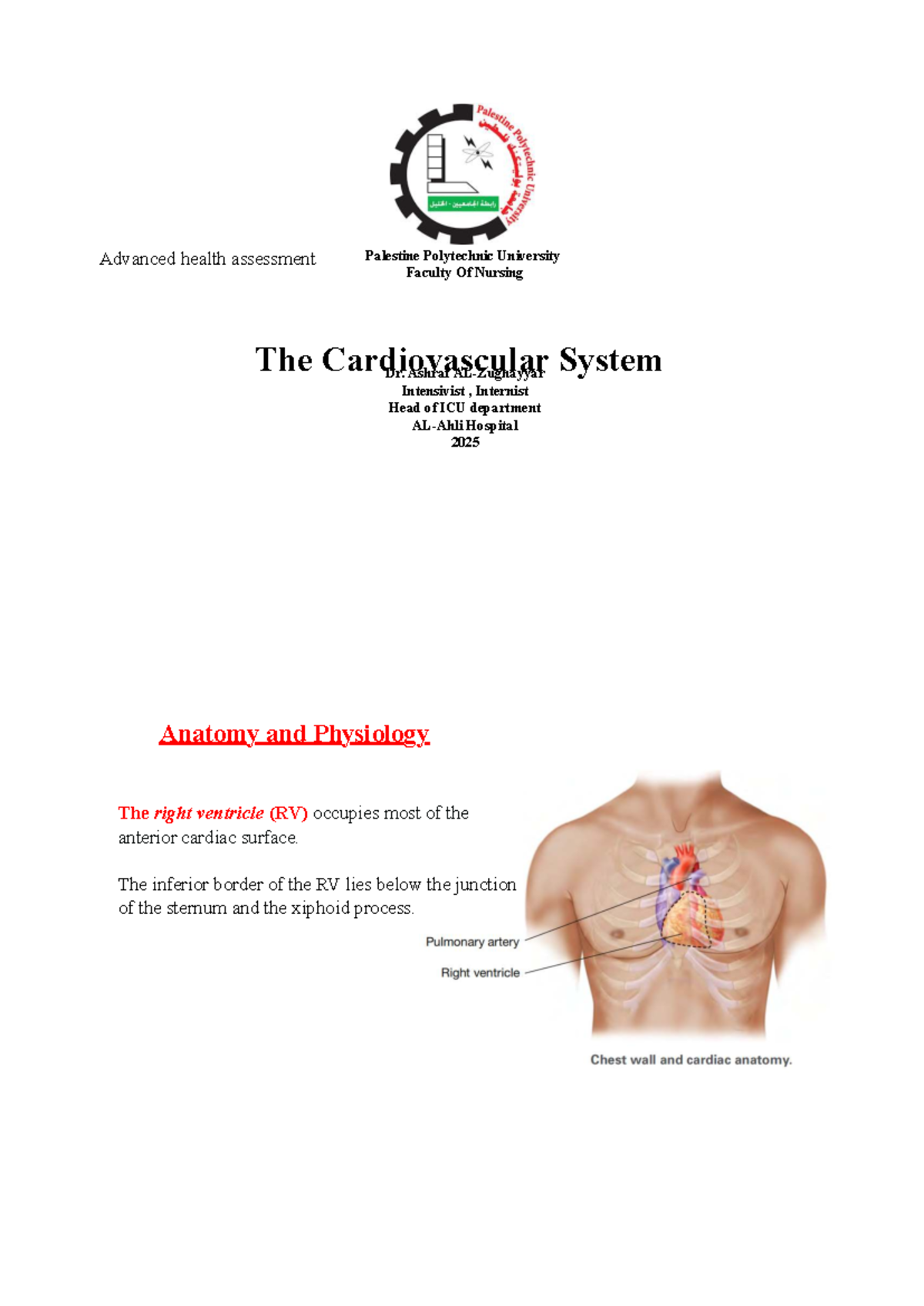 Advanced Health Assessment: The Cardiovascular System (Nursing 2025 ...