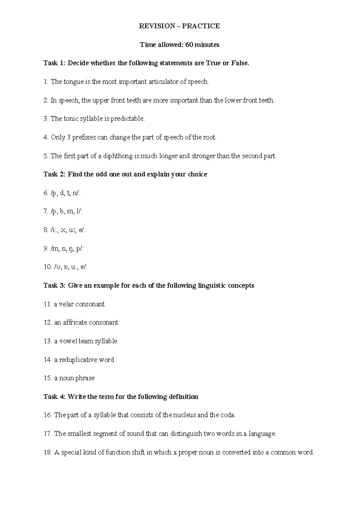 LNG 101: Revision Practice for Linguistics Concepts and Structures ...