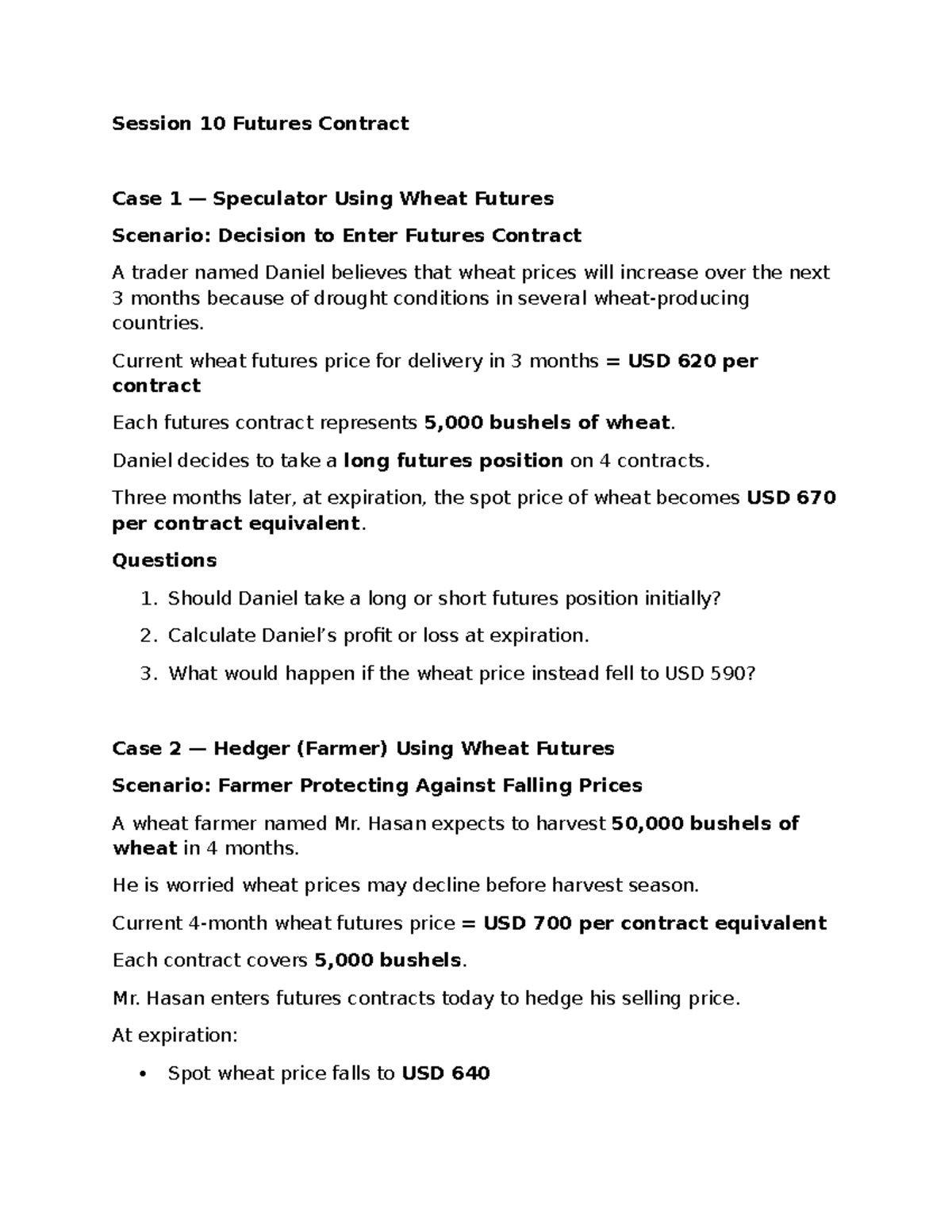 Session 10 Futures Contract Case Study: Speculator & Hedger Analysis ...