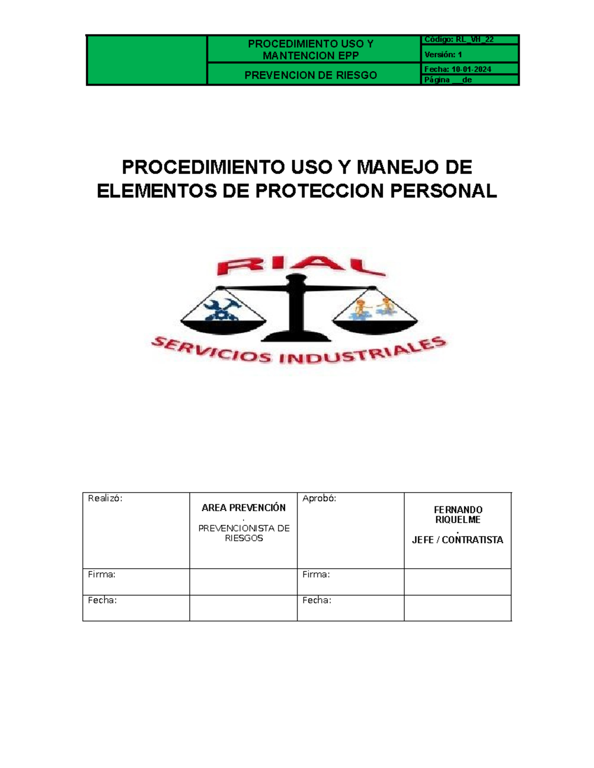 Procedimiento de Uso y Mantenimiento de EPP - Prevención de Riesgos - Studocu