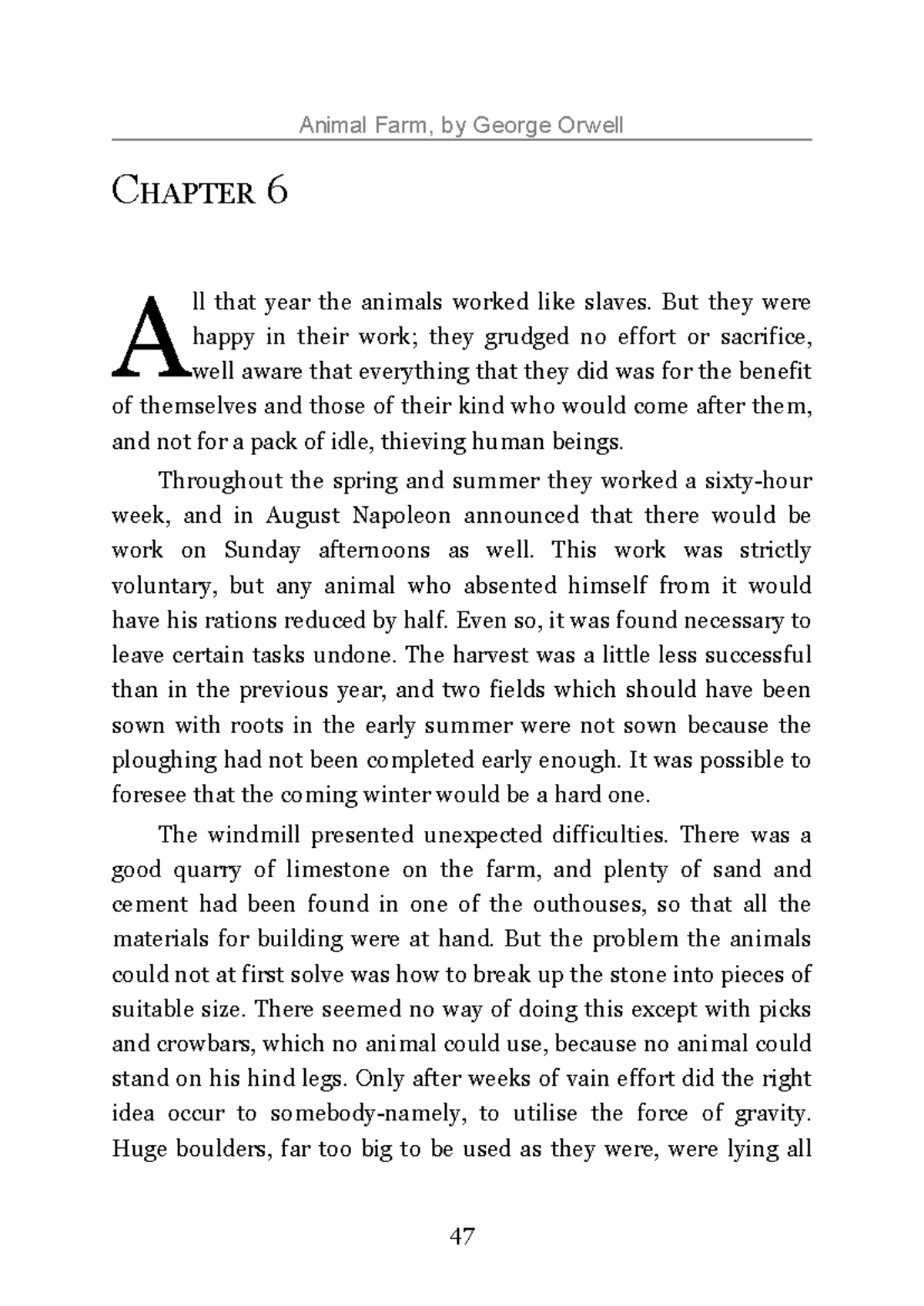 Animal Farm Chapter 6 Analysis and Insights - Studocu