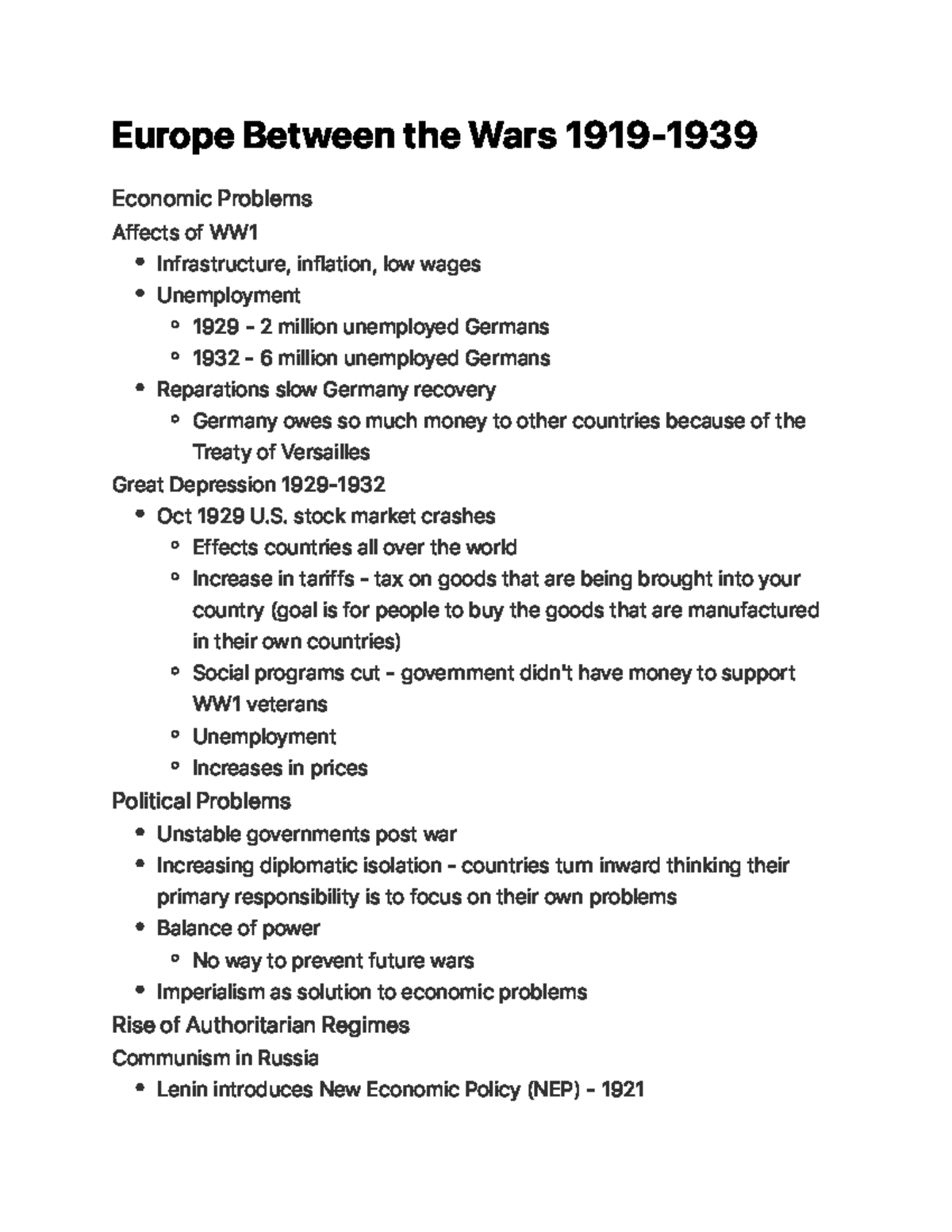 Europe Between the Wars 1919-1939 - E u ro p e B e t we e n t h e Wa r ...