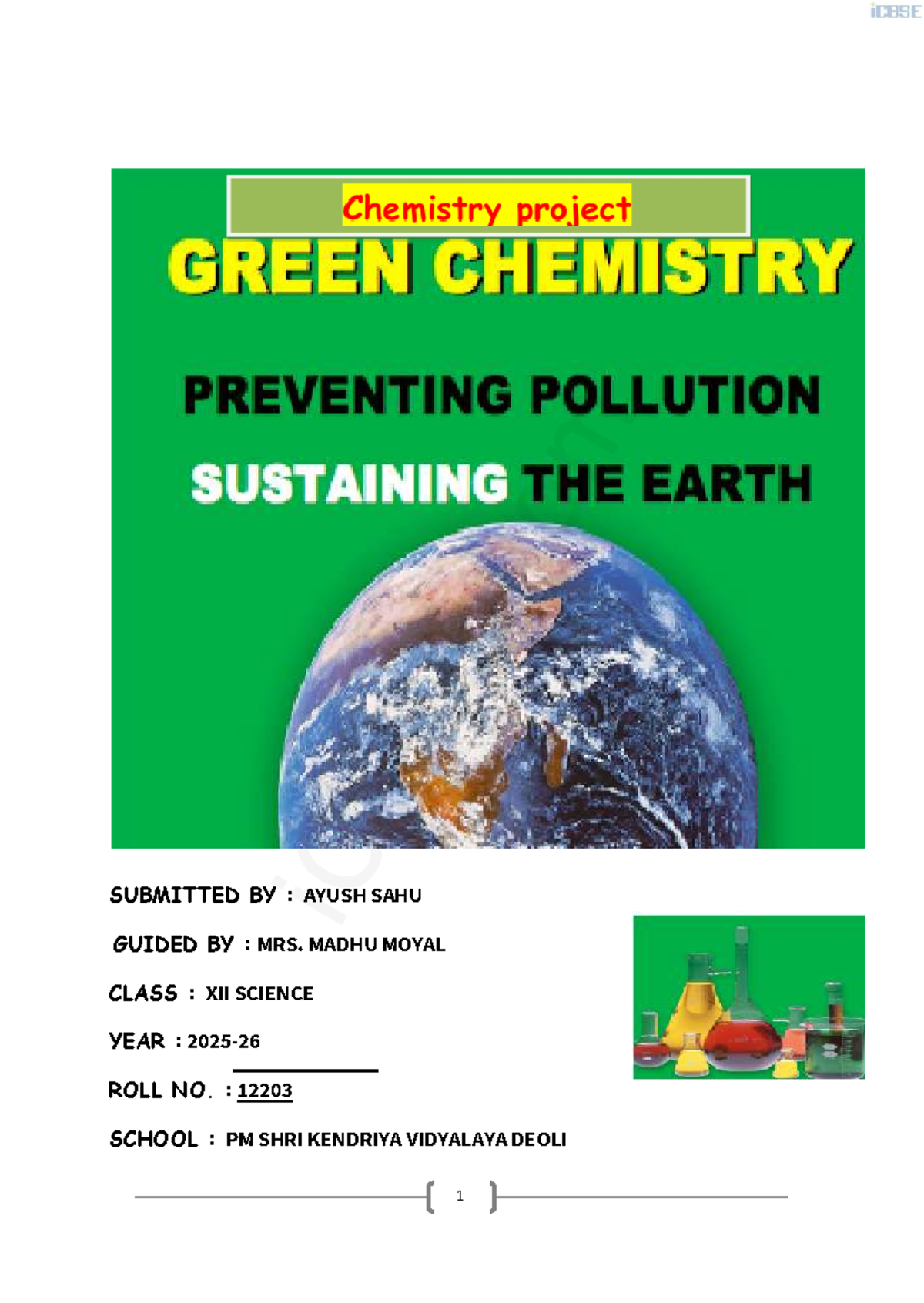 Chemistry Project on Green Chemistry: Biodiesel & Biofuels (Class XII ...
