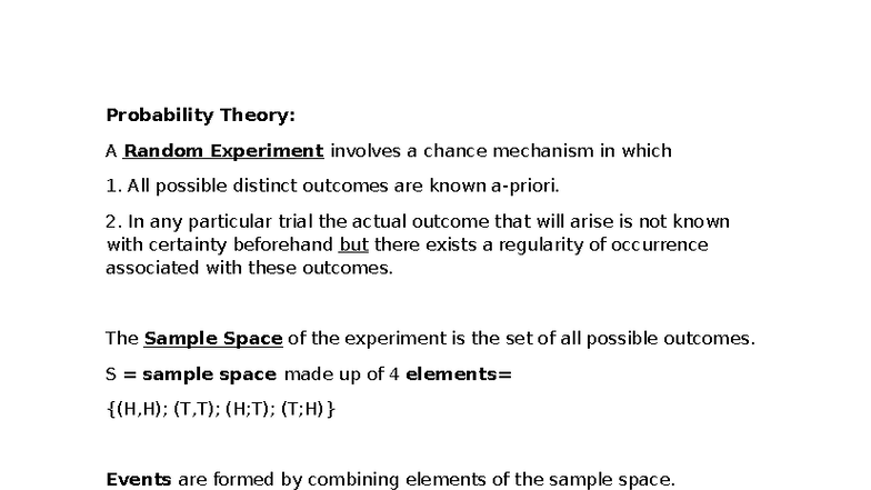 Probability Theory: Random Variables and Estimators (EC306 T1) - Studocu