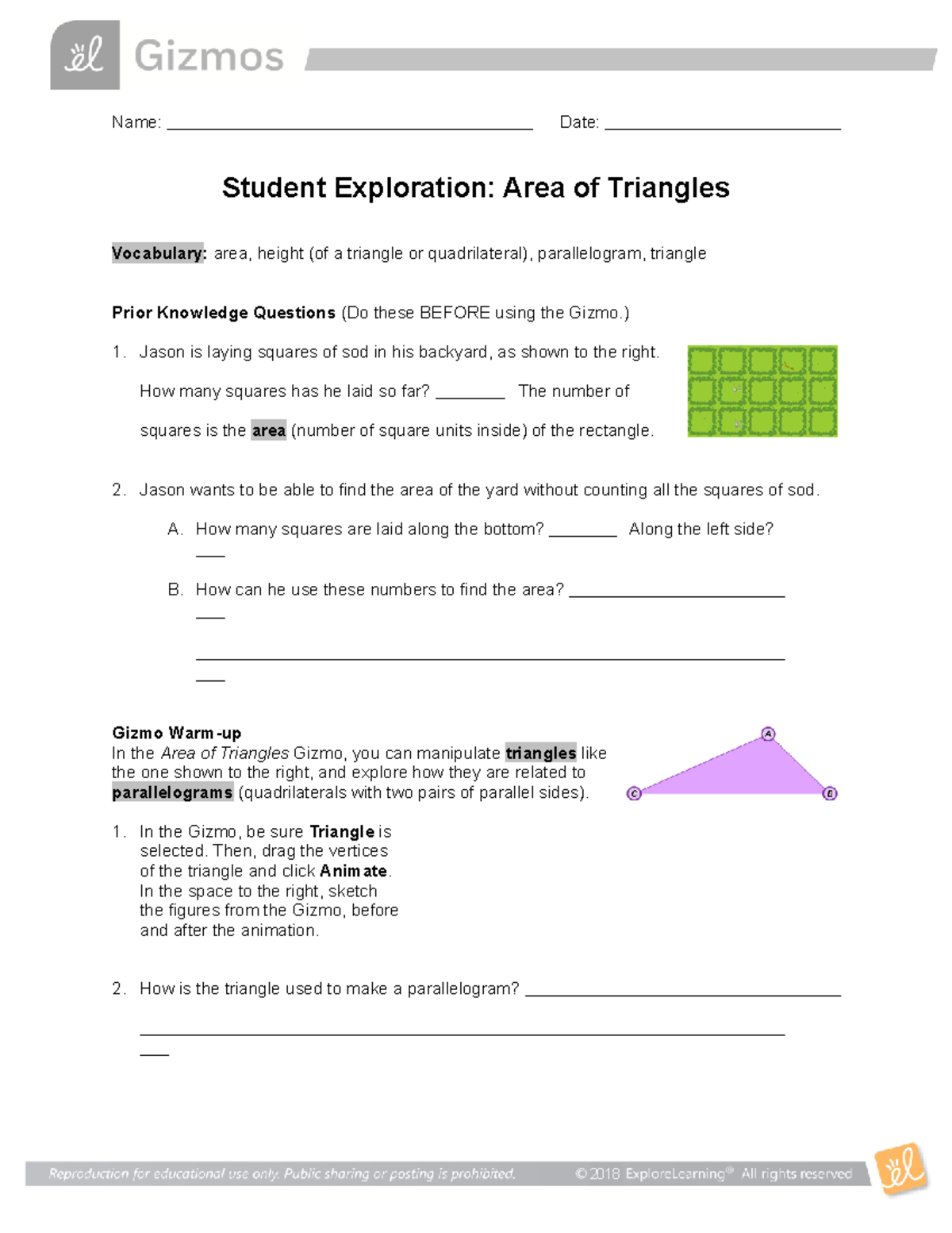 Area of Triangles Exploration - SE 2023 - Studocu