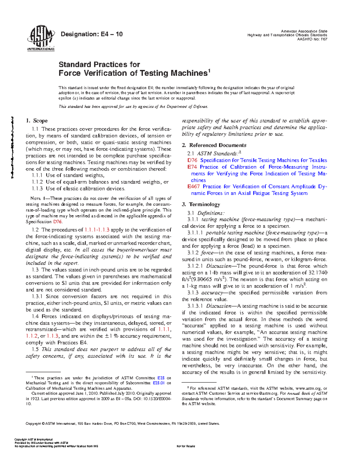 ASTM E4 Final Exam: Calibration of Force Testing Machines - Studocu