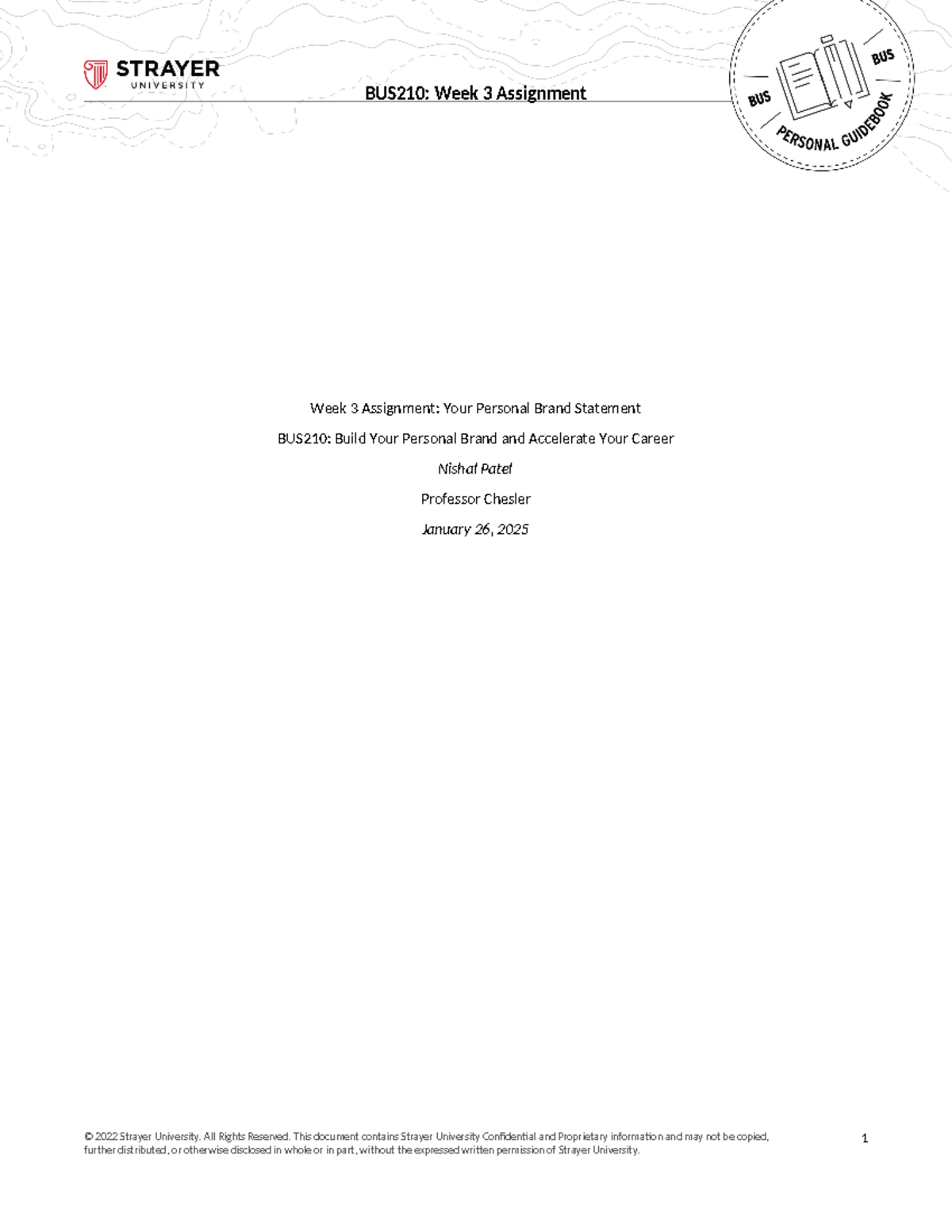 BUS210 Week 3 Assignment: Crafting Your Personal Brand Statement - Studocu
