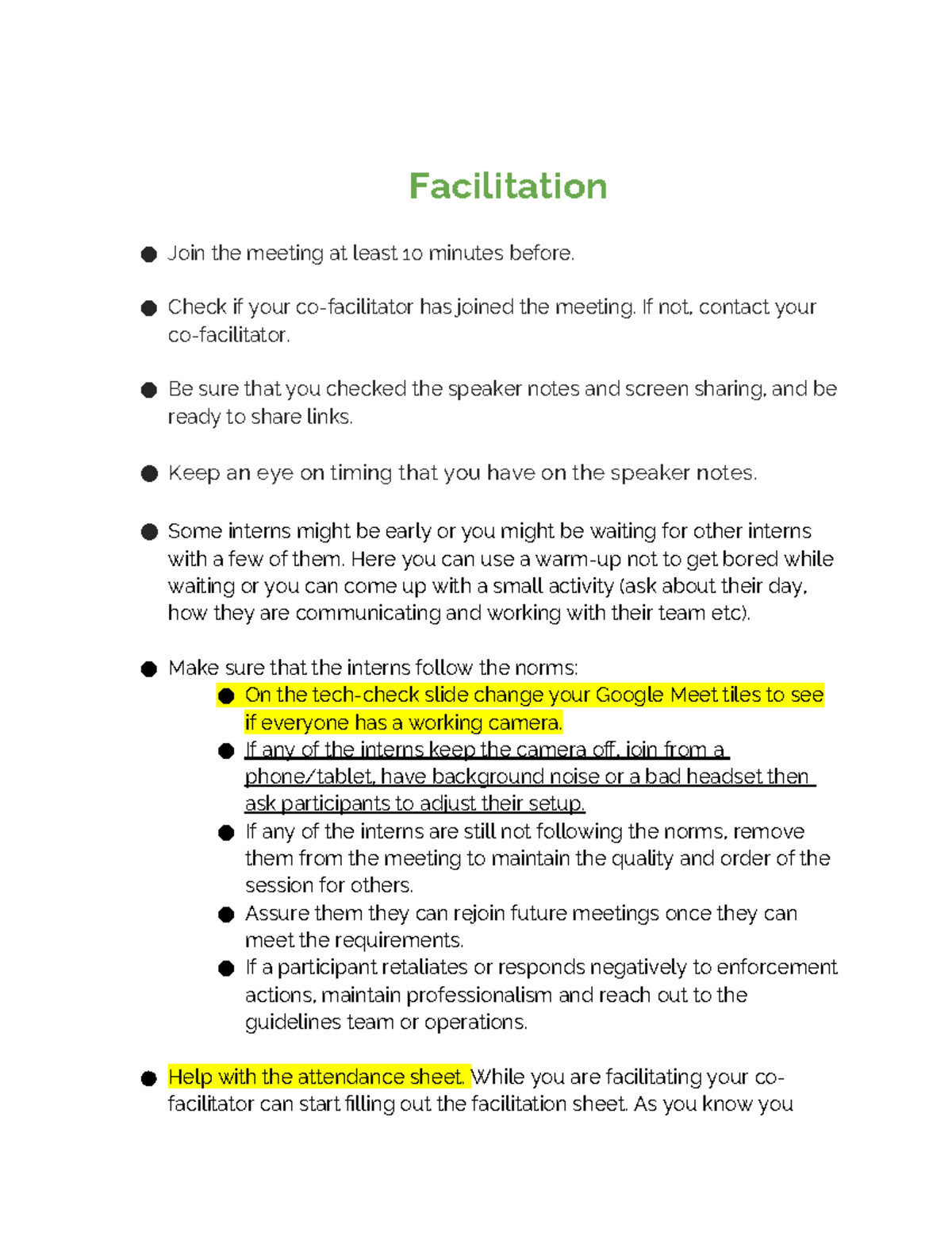 Facilitation Handbook: Best Practices for Effective Meetings - Studocu
