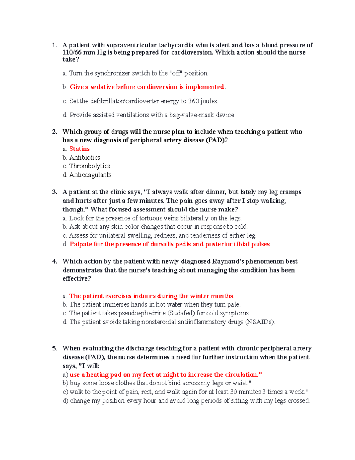 NP3 Exam 2 Practice Q/A: Cardiovascular Nursing Concepts & Scenarios ...