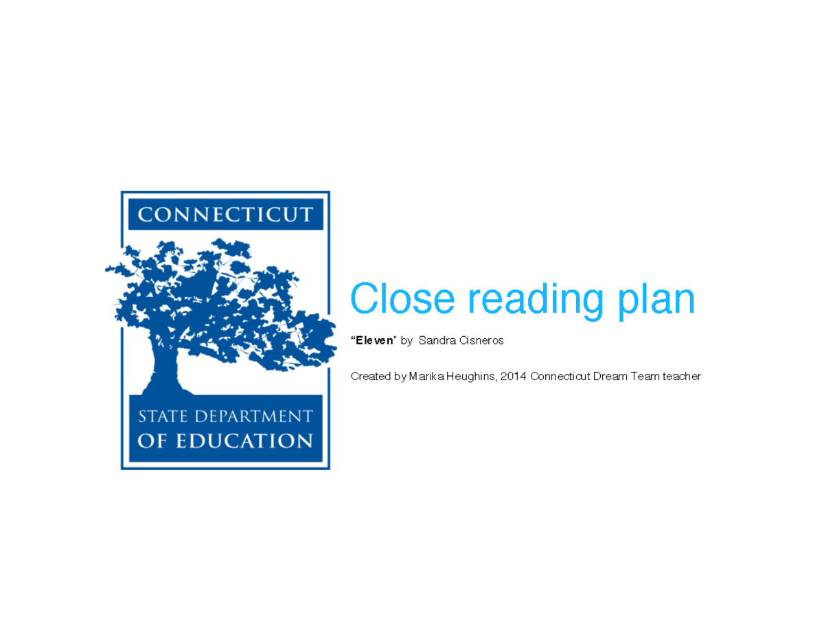 Eleven Sandra Cisneros English Version - Close reading plan “Eleven” by ...
