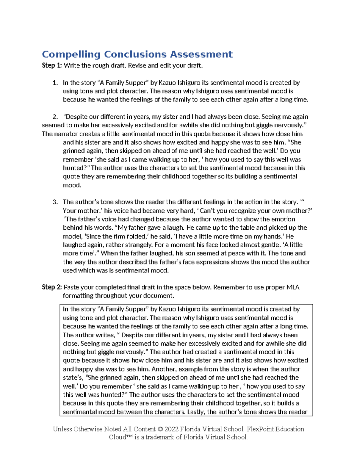 Compelling conclusions assess rubric - Compelling Conclusions ...