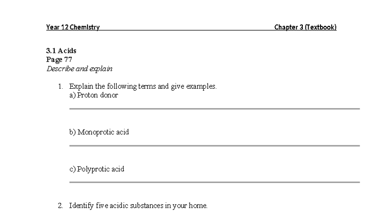 Year 12 Chemistry Chapter 3 Textbook Questions and Answers - Studocu