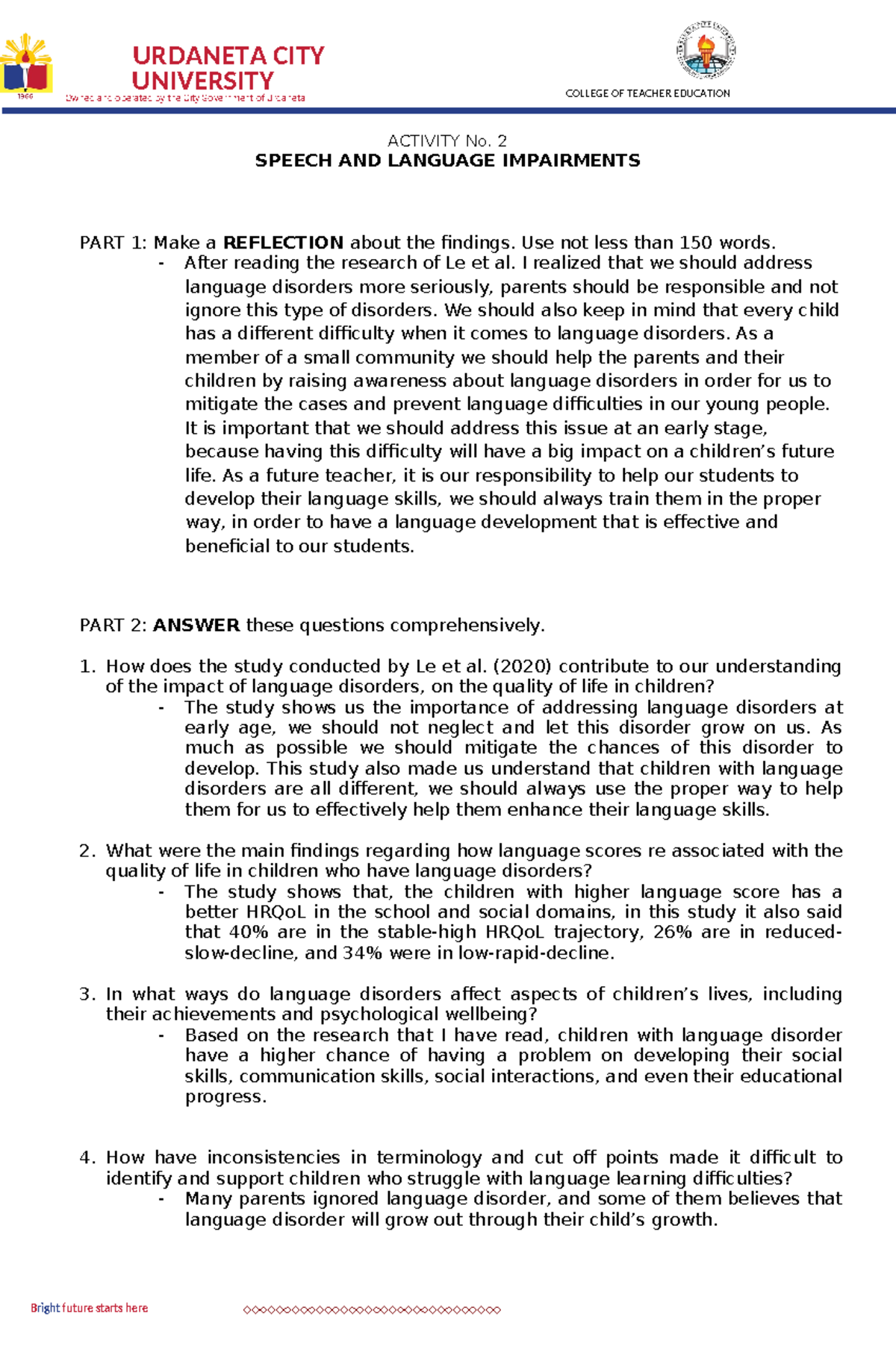 Inclusive Education - UNIVERSITY URDANETA CITY Owned and operated by ...