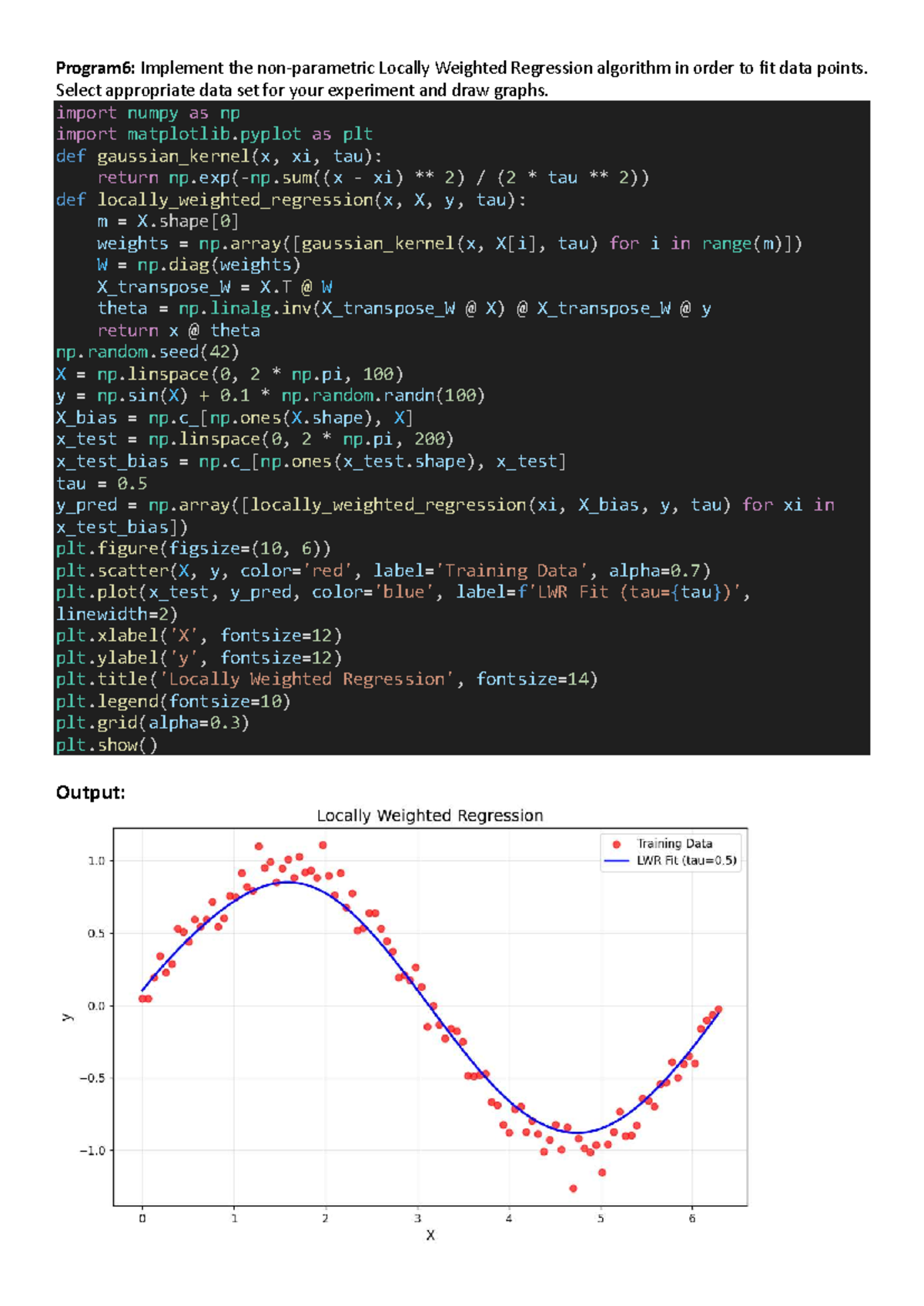 ML Lab: Exp 6 & 7 - Locally Weighted & Linear/Polynomial Regression ...