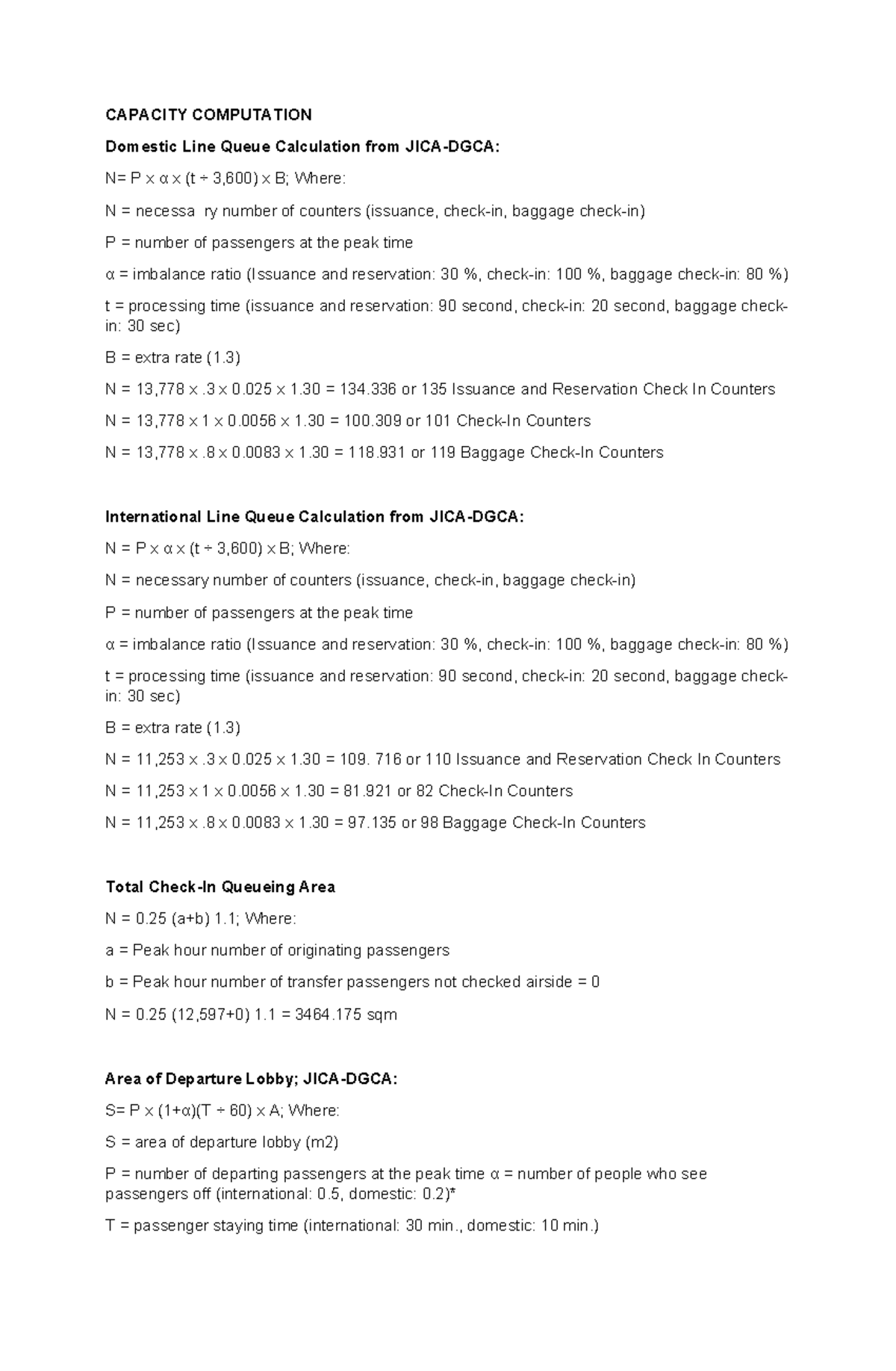 CAPACITY COMPUTATION: Domestic & International Queue Calculations - Studocu