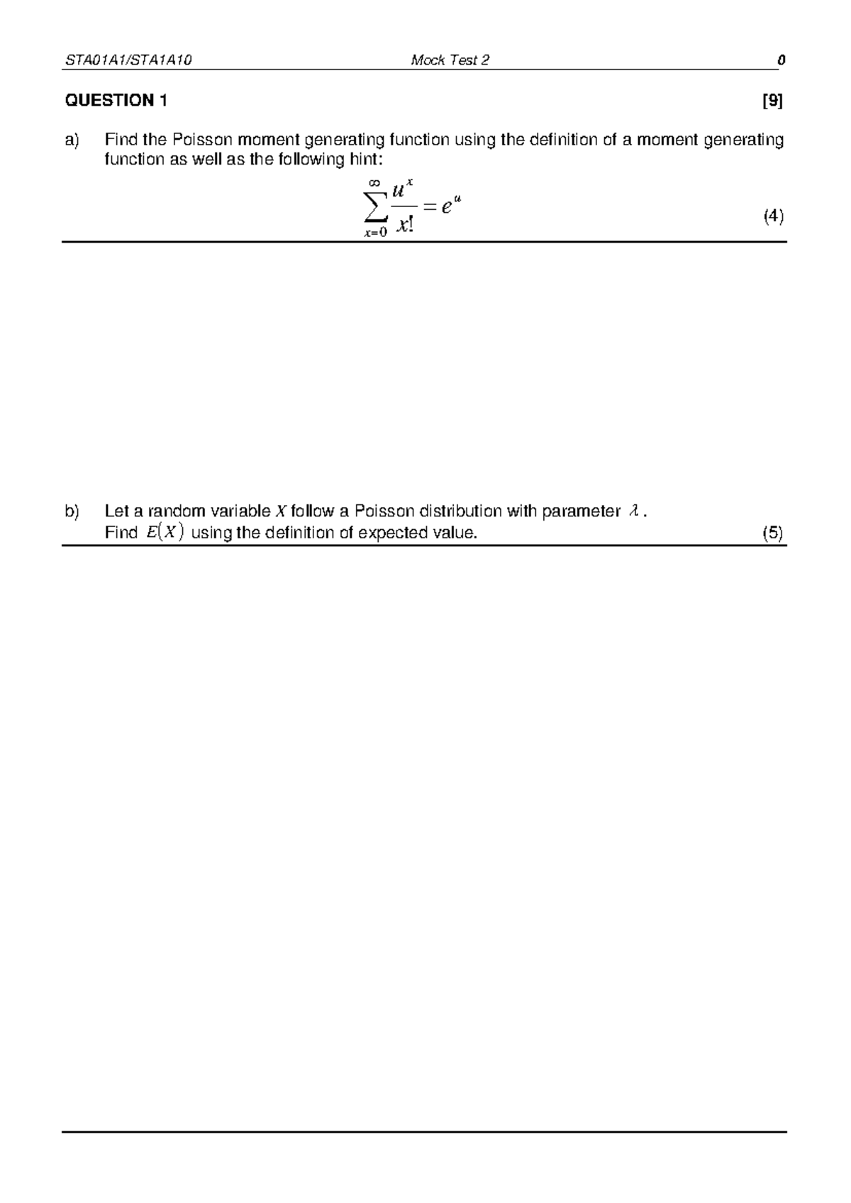 Mock Test 2 - Probability and Statistics Solutions - Studocu