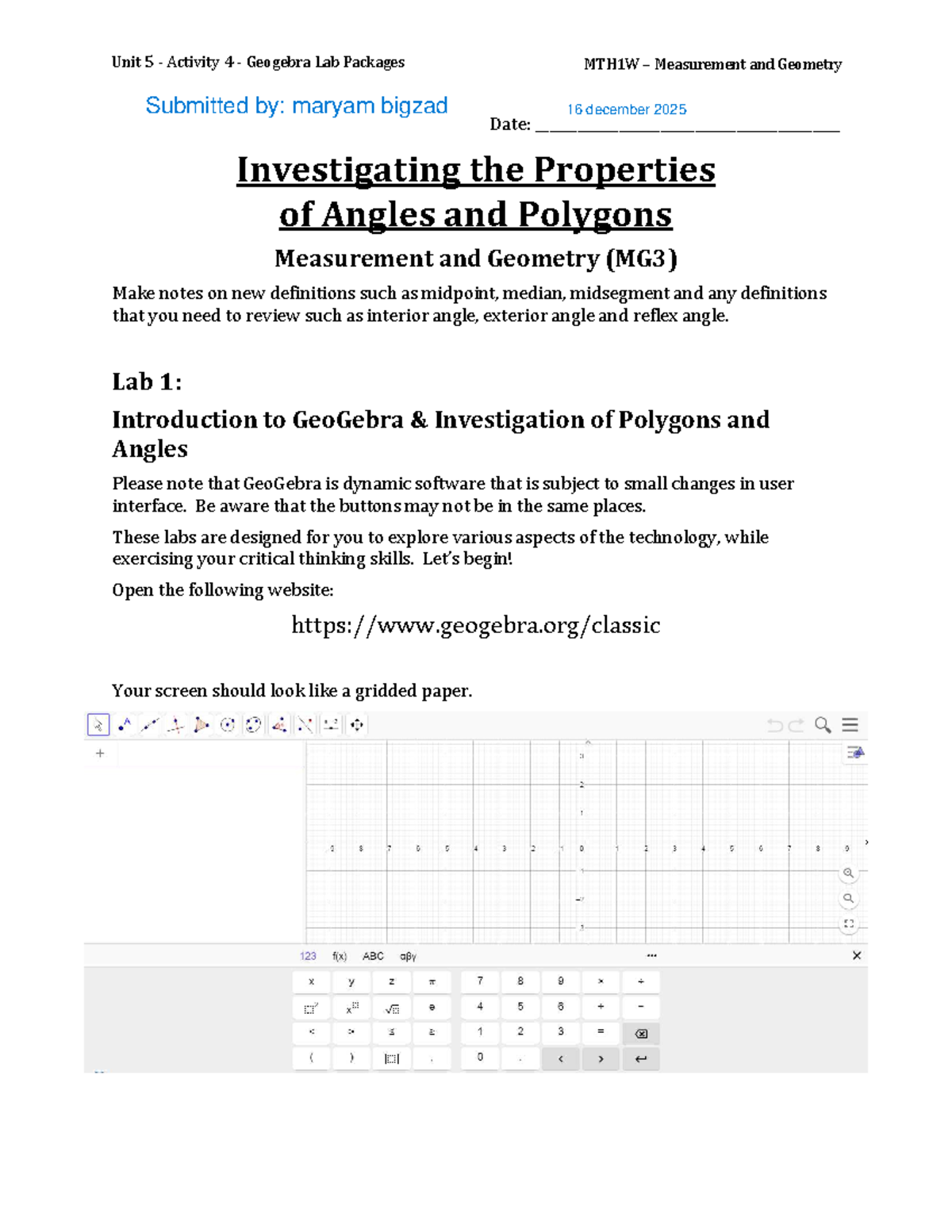MG3: GeoGebra Lab Activities on Angles & Polygons - Studocu