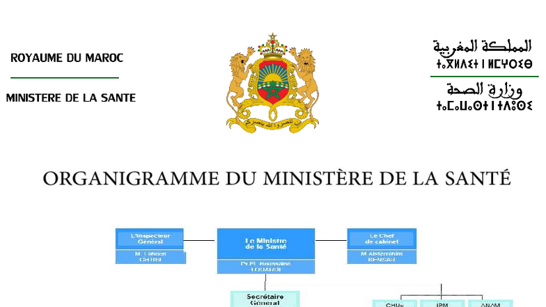 Organigramme du Ministère de la Santé - ROYAUME DU MAROC - Studocu