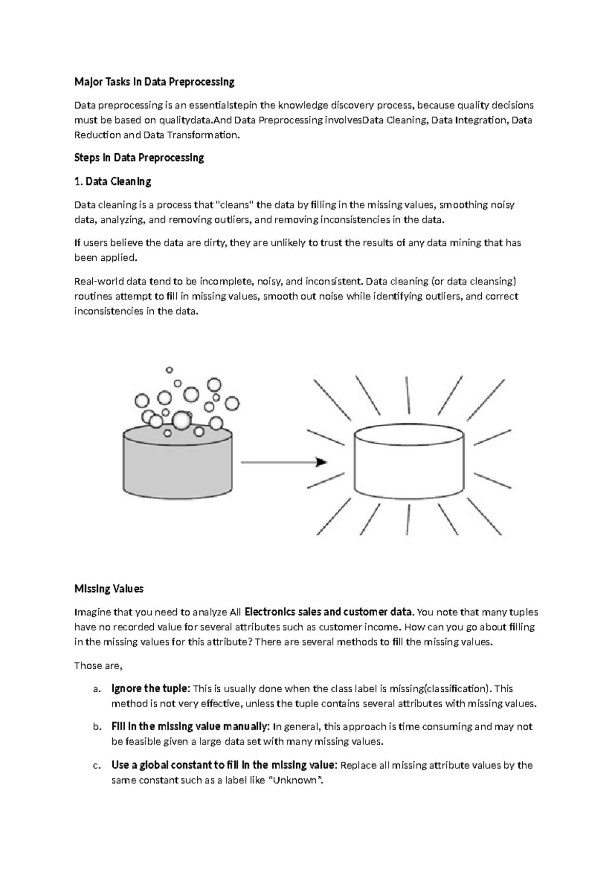 Data Preprocessing Techniques: Major Tasks Explained - Studocu