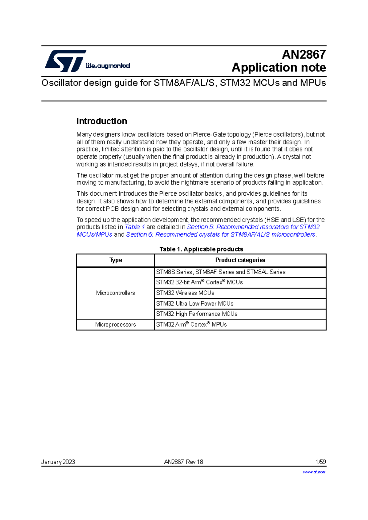 "STM32 Oscillator Design Guide AN2867: Best Practices and Guidelines ...