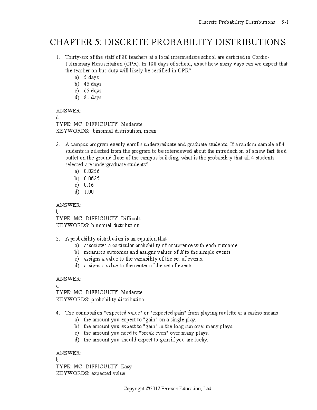 领航者- 603 Test Bank C05 - test sample - Discrete Probability ...