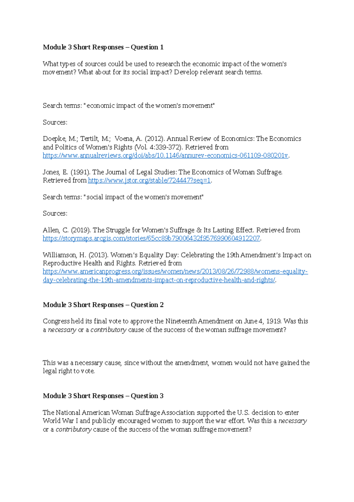 HIS-200 Applied History (Module 3) - Module 3 Short Responses ...