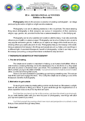 Creative Nonfiction Lesson 1 - Quarter 1 – Module 1: Introduction to ...