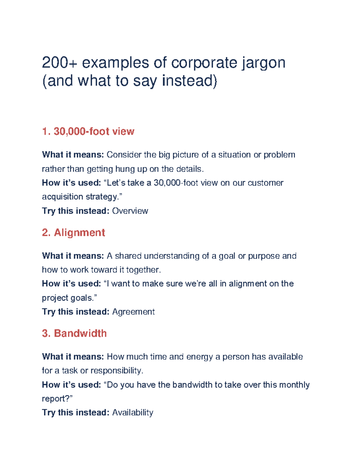 200+ Corporate Jargon Examples & Alternatives for Clarity - Studocu