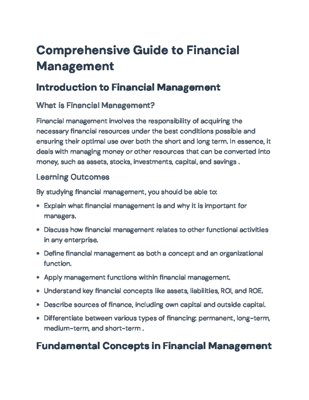 Comprehensive Guide to Financial Management: Concepts & Practices - Studocu