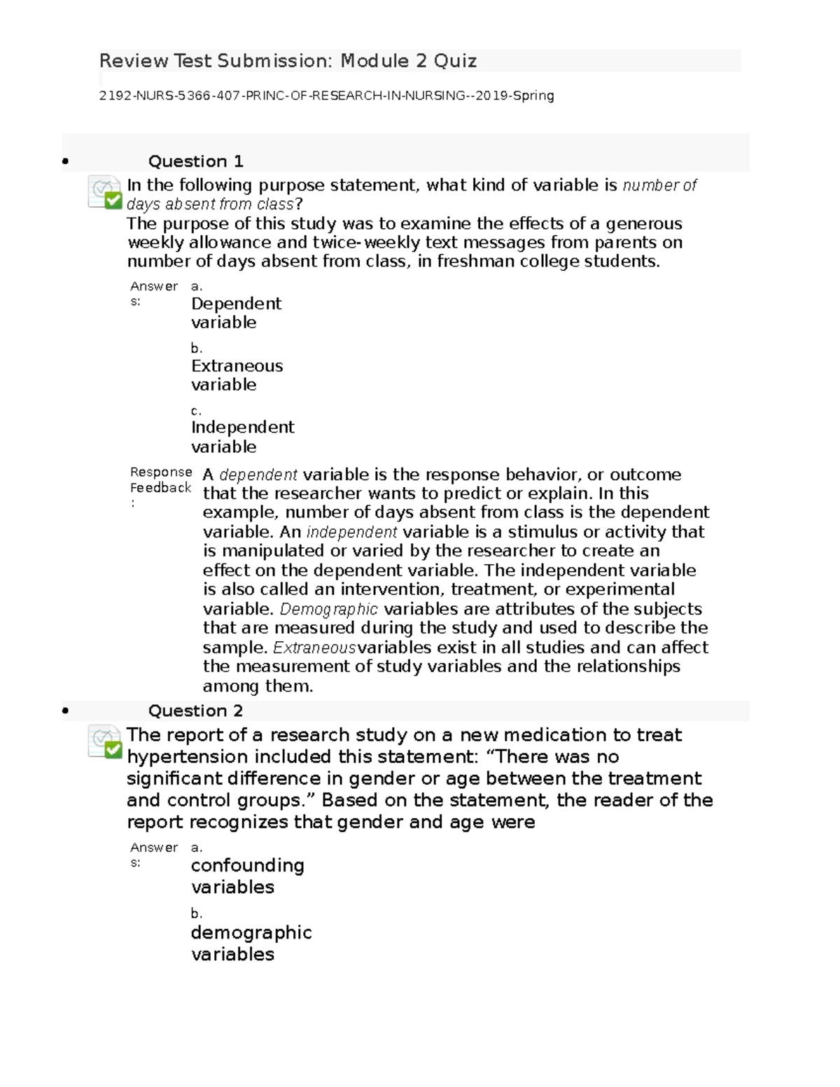 NURS 5366 Module 2 Quiz Answers and Key Concepts for Nursing Research - Studocu