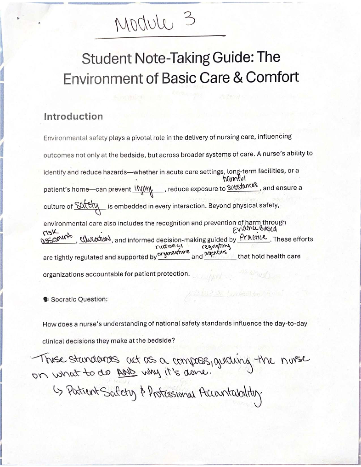 Module 3 Study Guide: Environmental Safety in Nursing Care - Studocu