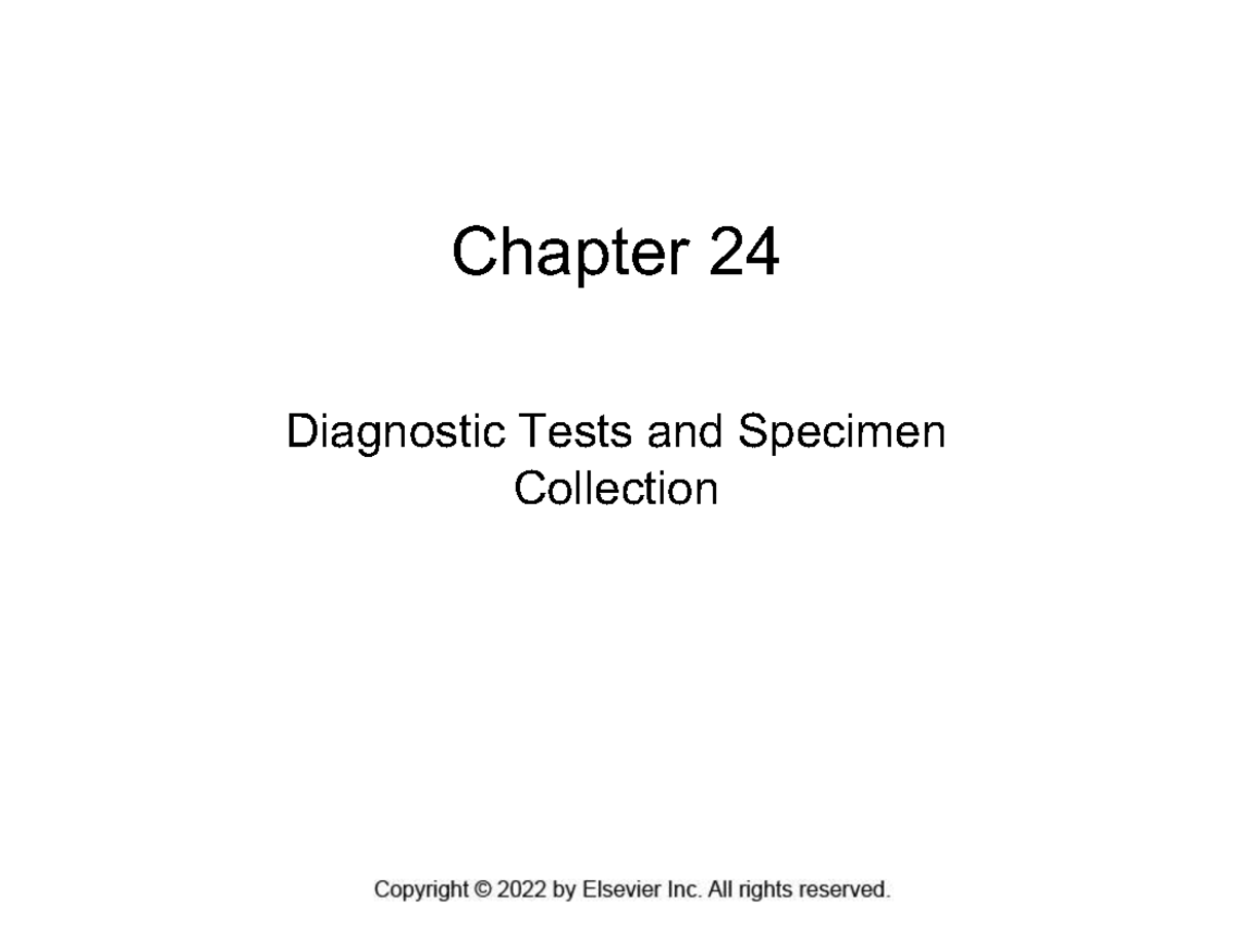Chapter 24 Diagnostic Tests & Specimen Collection: Lecture Notes - Studocu