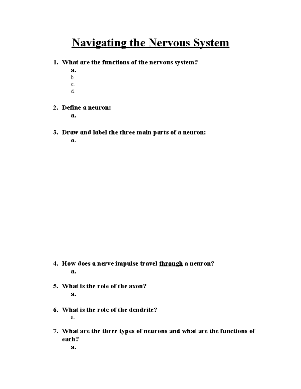 Navigating-the-Nervous-System-Student-Worksheet - Navigating the ...