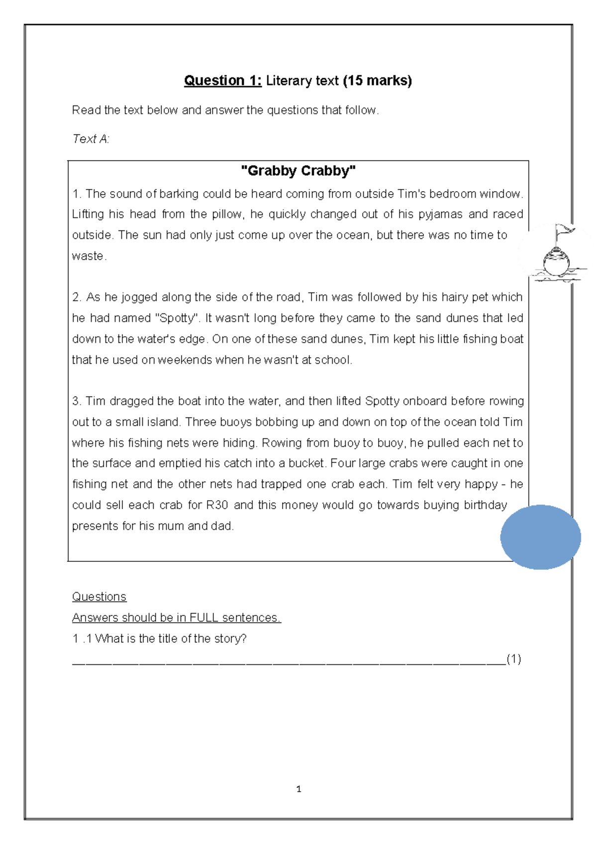 GR4 ENGLISH HOME LANG TEST T1 2024 - Literary & Visual Texts Analysis ...