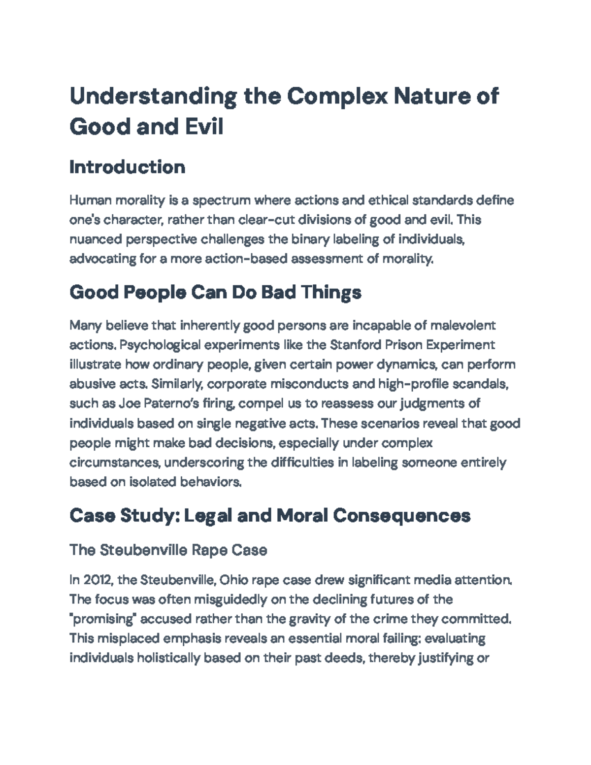 Exploring Moral Complexities: The Grey Areas of Good and Evil - Studocu