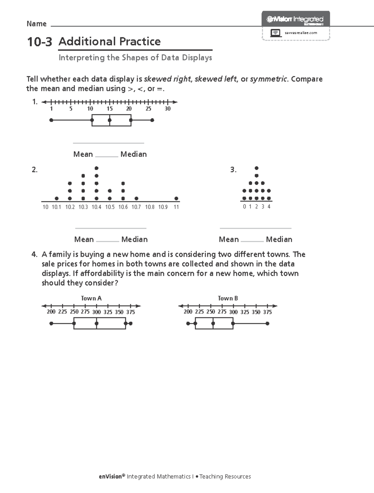 Integrated Math I: WS 10.3 Additional Practice on Data Displays - Studocu
