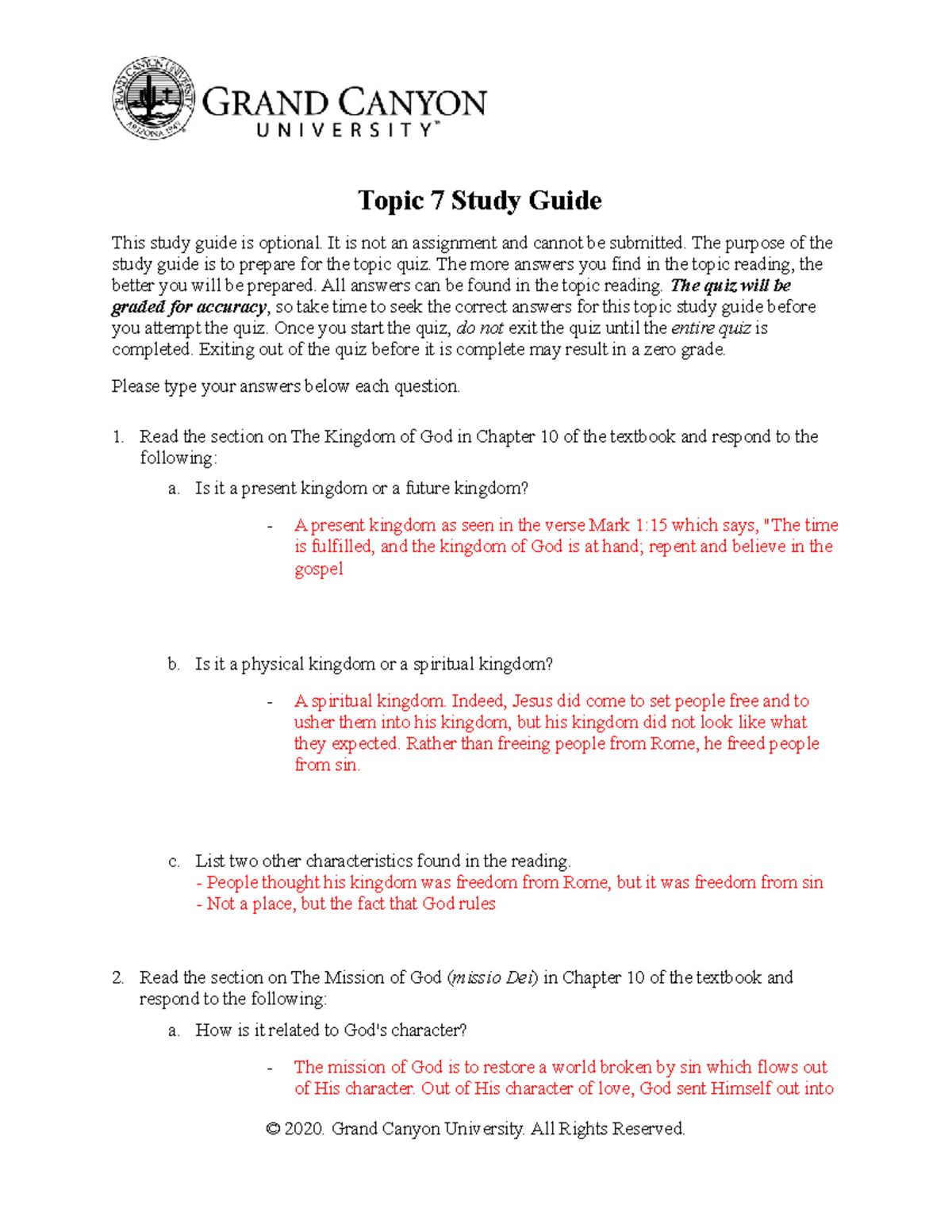 Study Guide FInal Exam - Topic 7 Study Guide This study guide is ...