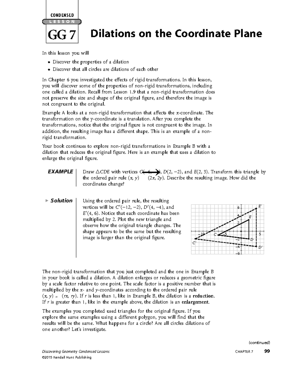 Condensed Lesson on Dilations & Similarity in Geometry GG 7 - Studocu