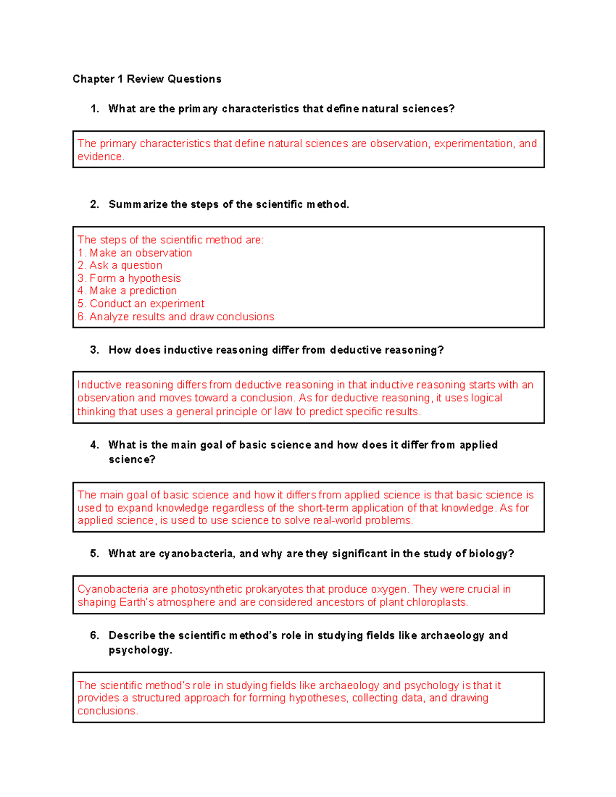 Unit 1: Scientific Method & Key Concepts in Biology Review - Studocu