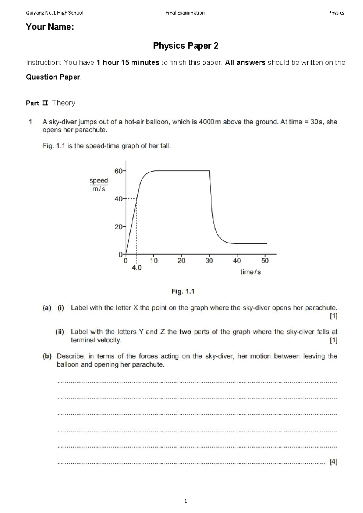 Physics Final Test Paper 2: Crash Test Safety Investigation - Studocu