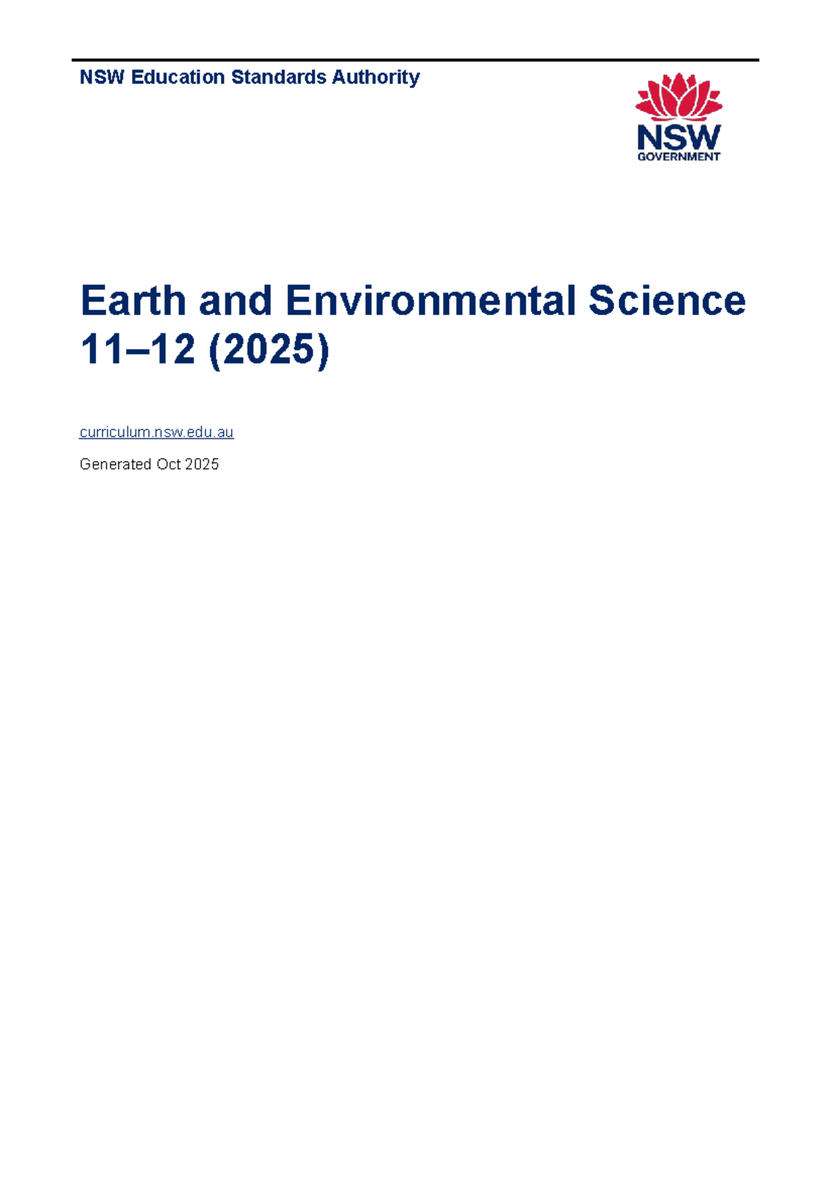 NESA Earth and Environmental Science Syllabus (2025) for Year 11 & 12 ...