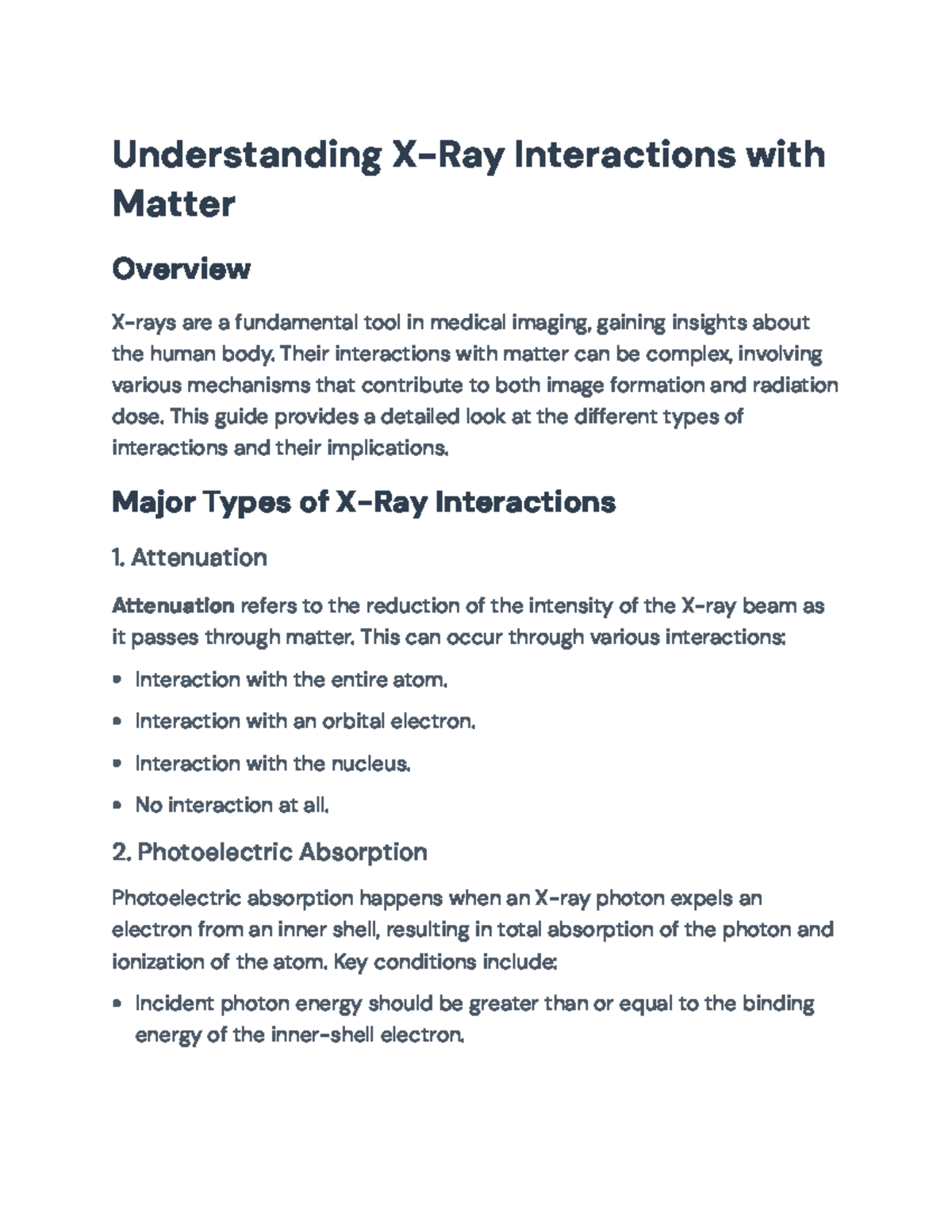 Understanding X-Ray Interactions with Matter: Implications for Imaging ...