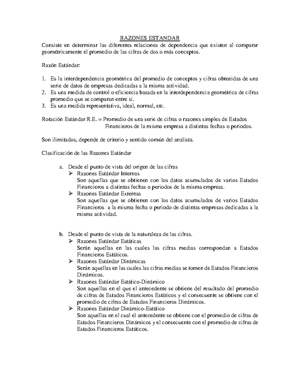Razones Estandar - tarea - RAZONES ESTANDAR Consiste en determinar las ...