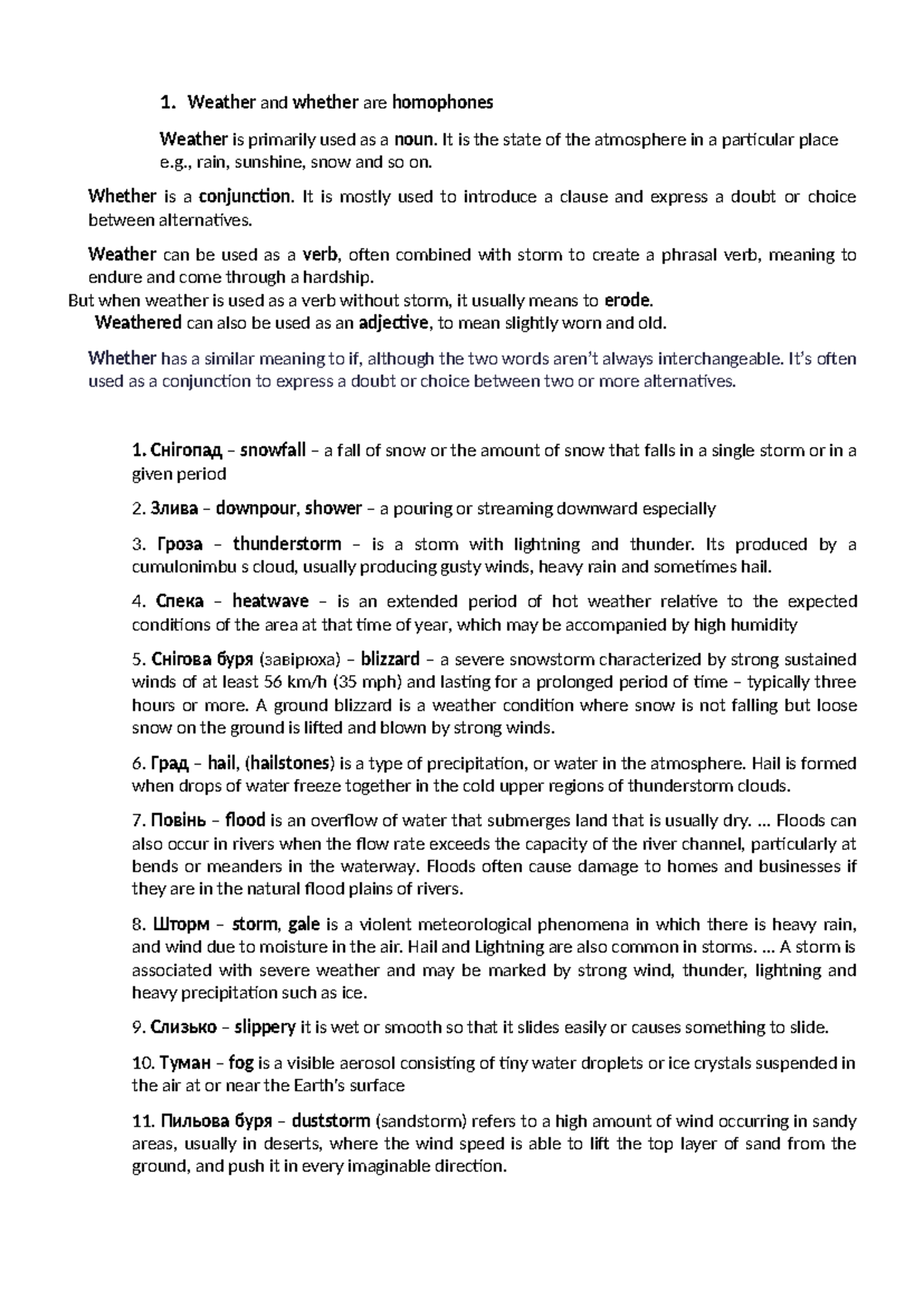 Weather and Whether: Understanding Homophones and Meteorology - Studocu