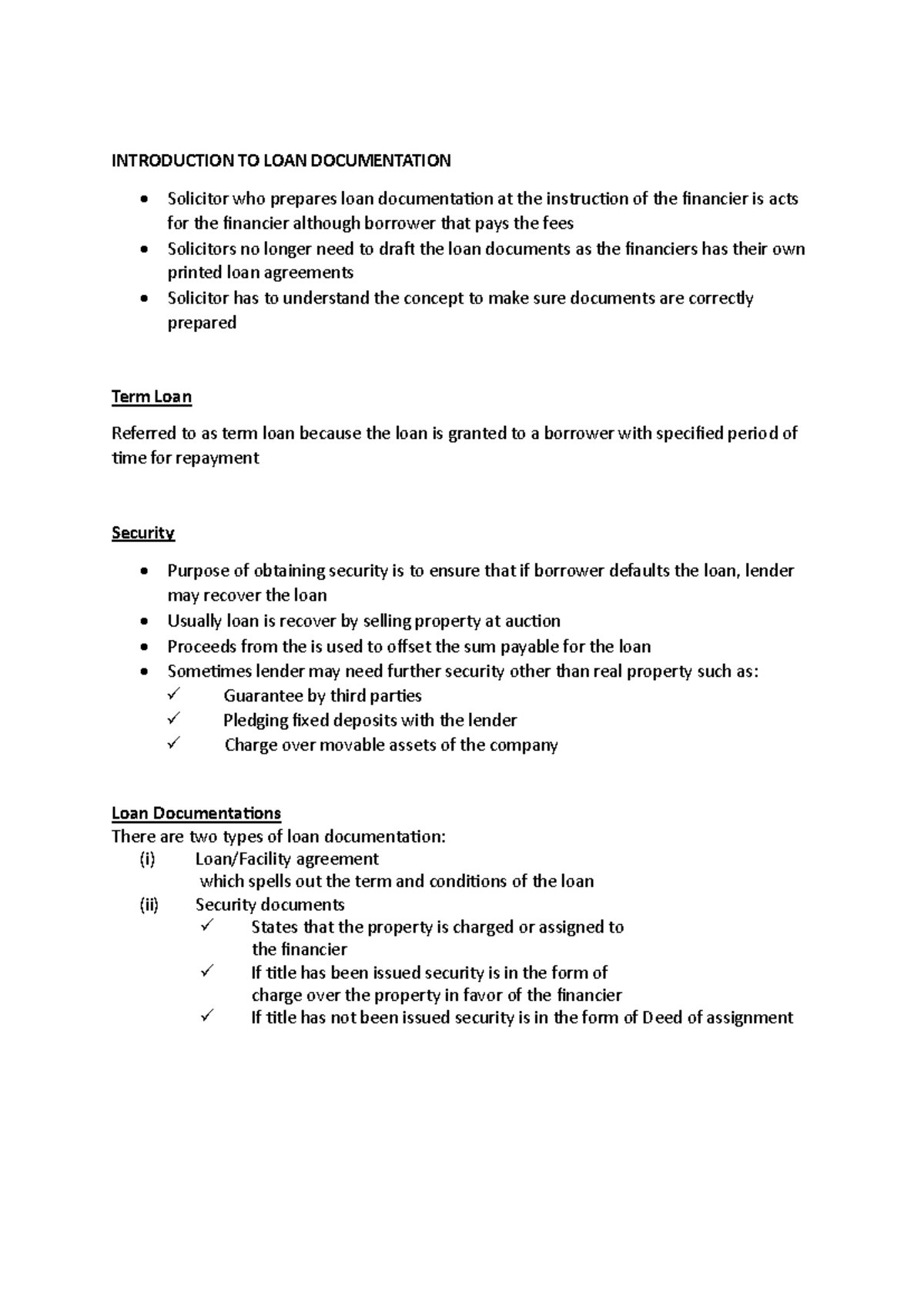 Conveyancing Practice Note 6: Understanding Loan Documentation - Studocu