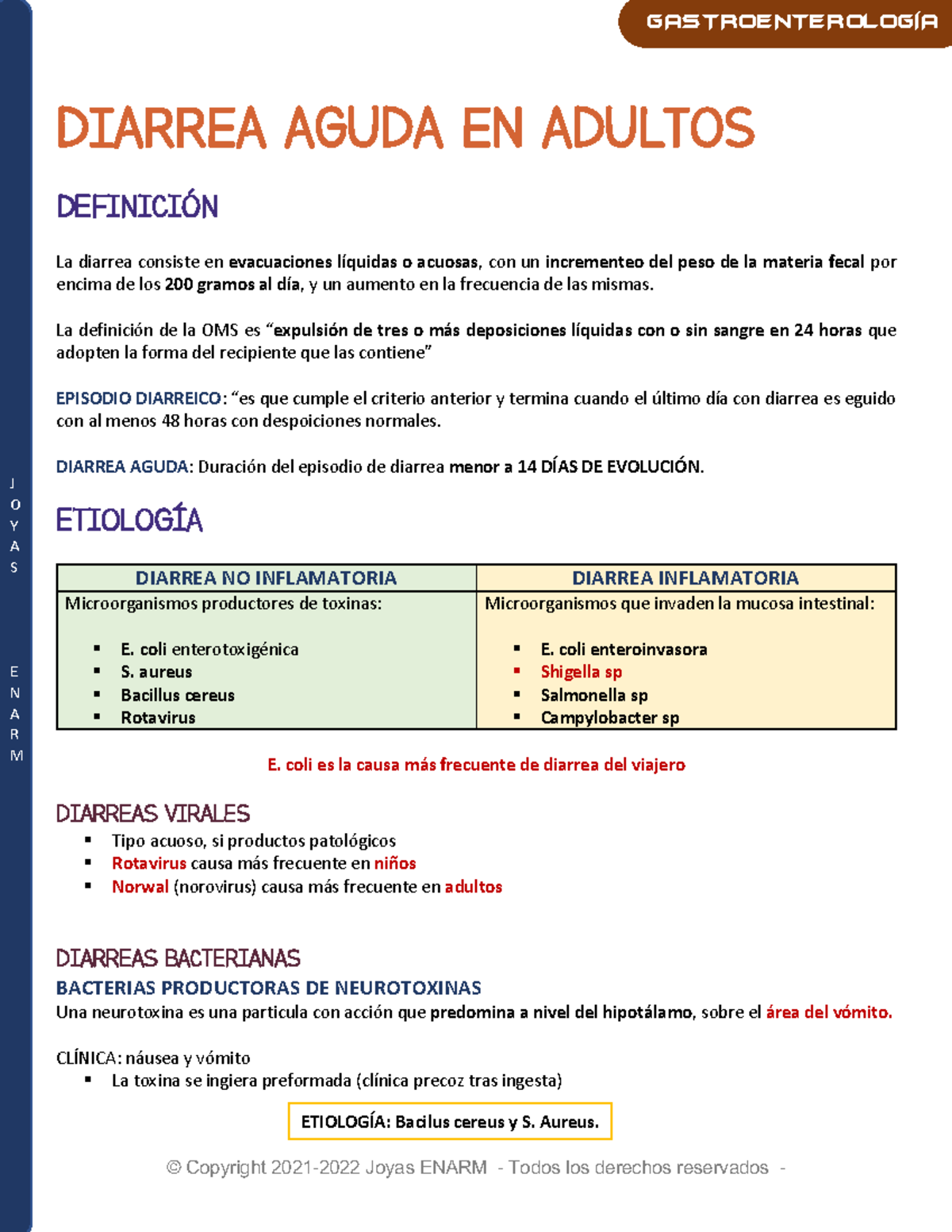 Diarrea en Adultos - J O Y A S E N A R M DIARREA AGUDA EN ADULTOS ...