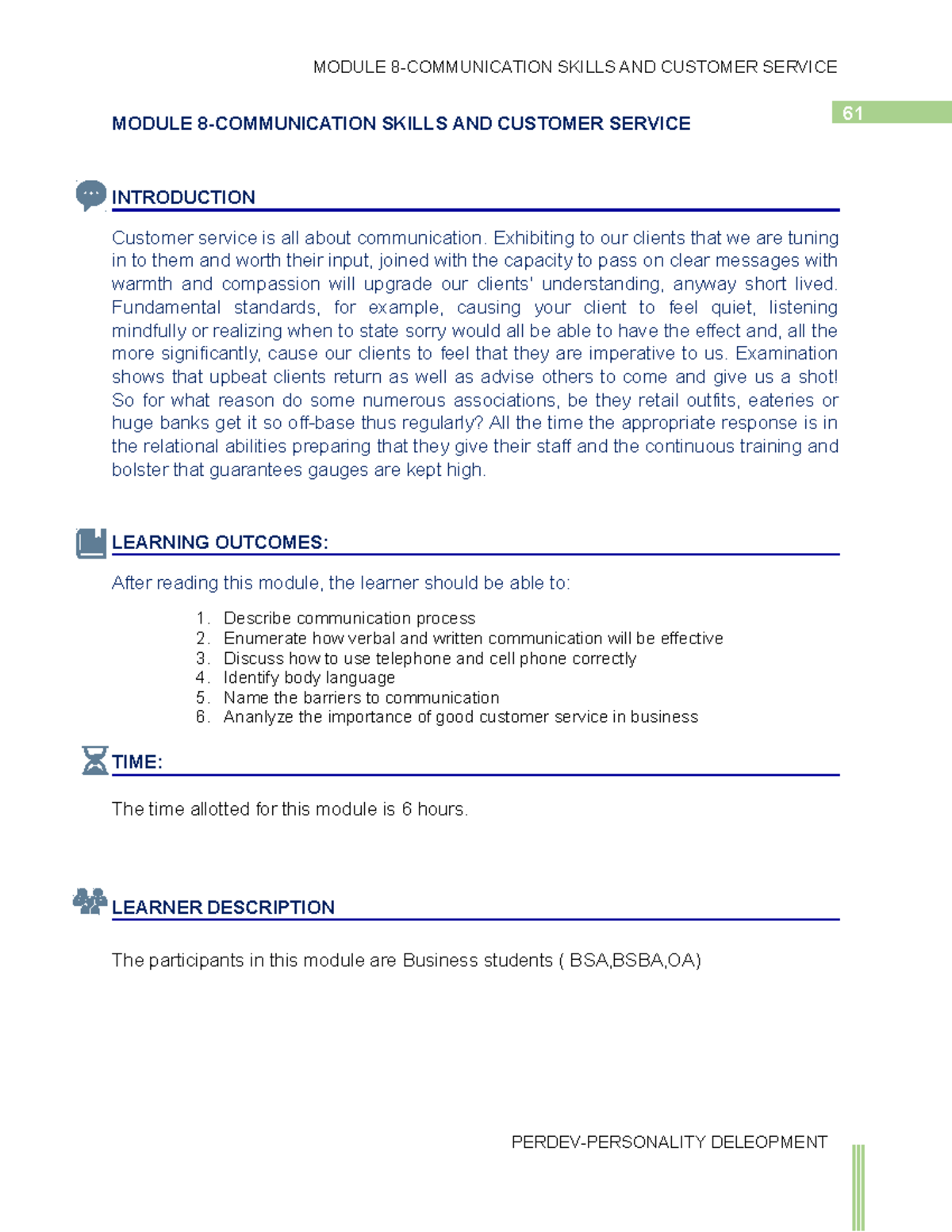 Module 8: Communication Skills & Customer Service Essentials - Studocu