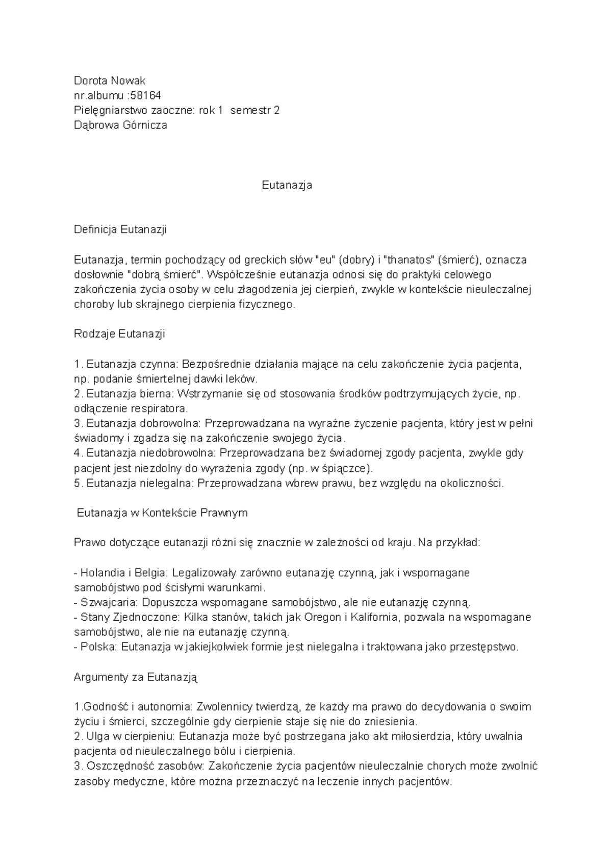 Eutanazja: Definicje, Rodzaje i Argumenty - Notatki do Pielęgniarstwa ...