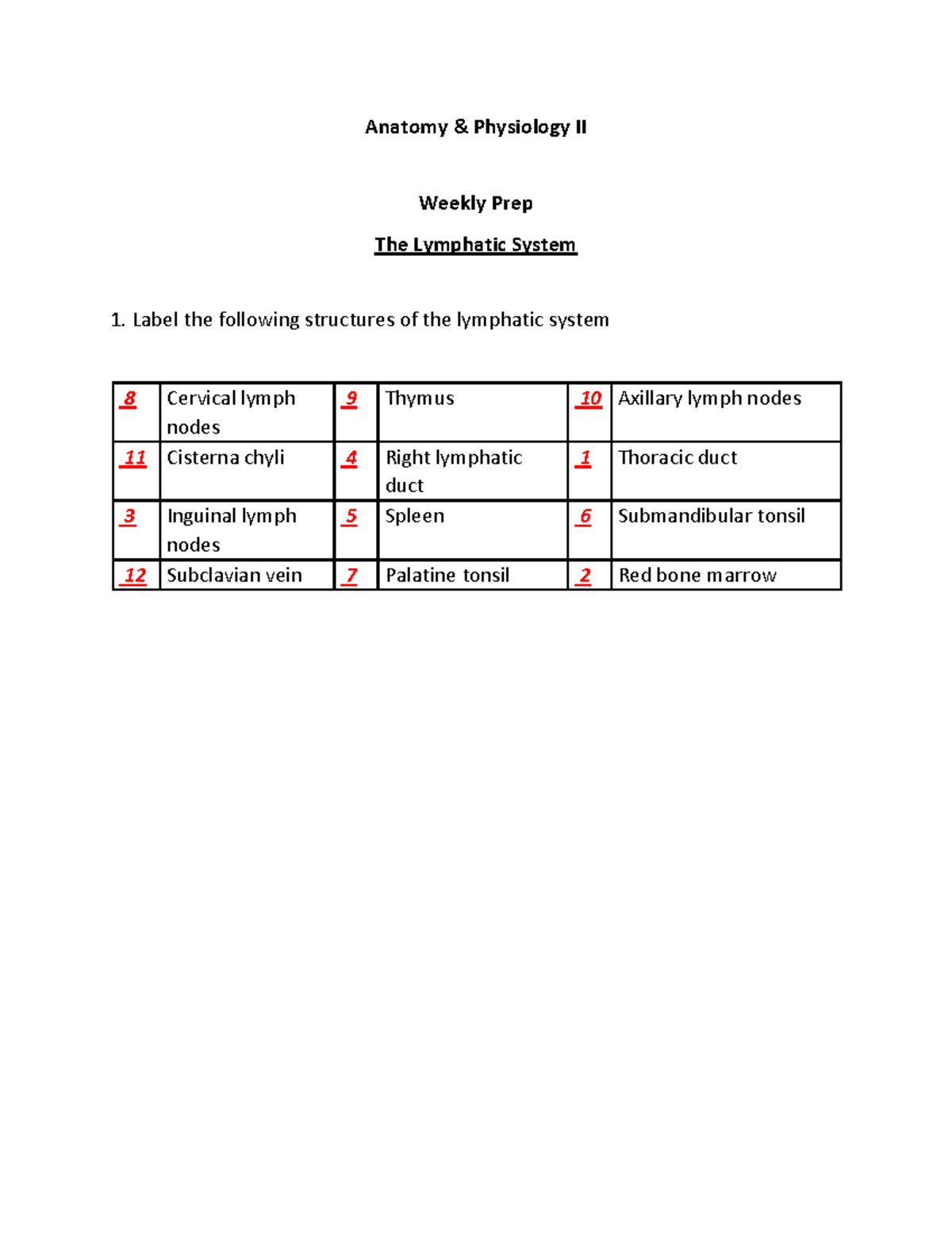 Anatomy Physiology II Lab Prep: The Lymphatic System & Immunity - Studocu
