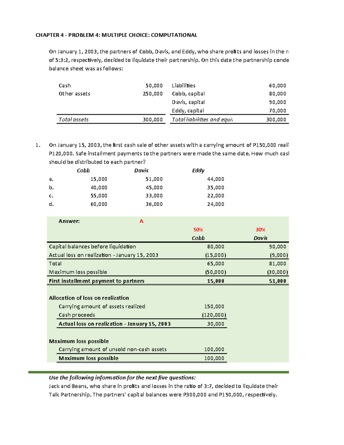 Chapter 4 - Liquidation Partnership Cases and Cash Distribution ...